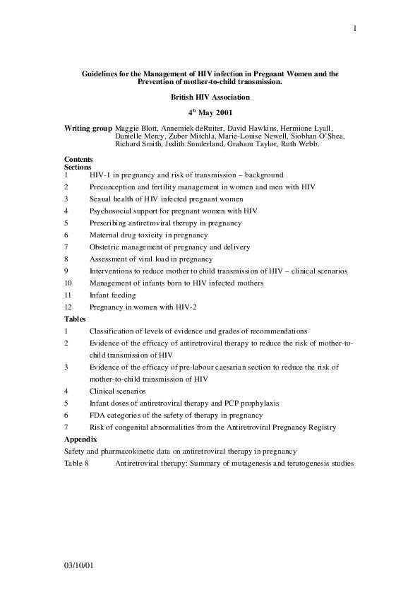 (PDF) Guidelines for the management of HIV infection in pregnant women ...