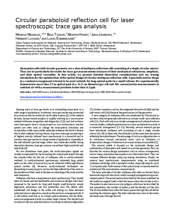 (PDF) Circular paraboloid reflection cell for laser spectroscopic trace ...
