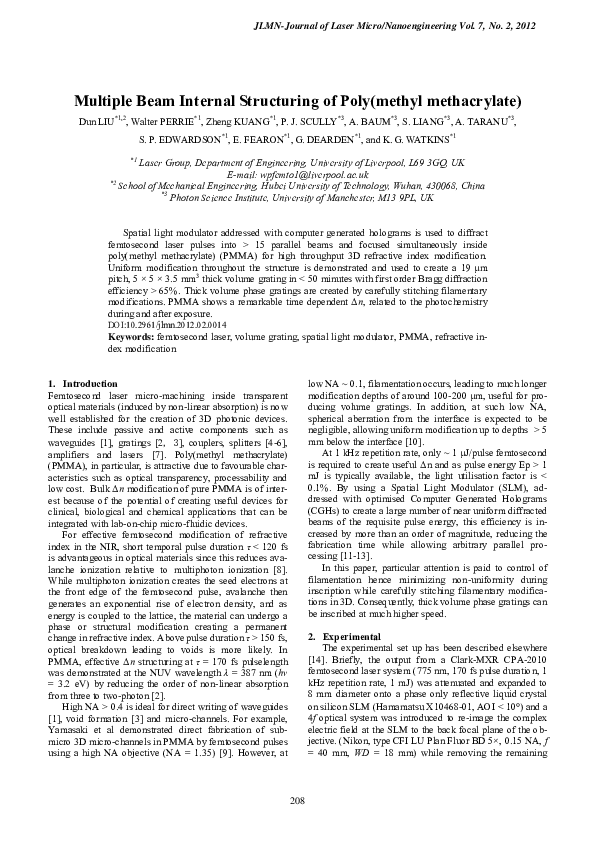 (PDF) Multiple Beam Internal Structuring of PMMA