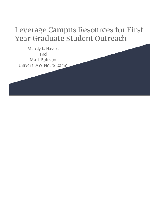 (PDF) Leverage Campus Resources for First Year Graduate Student Outreach