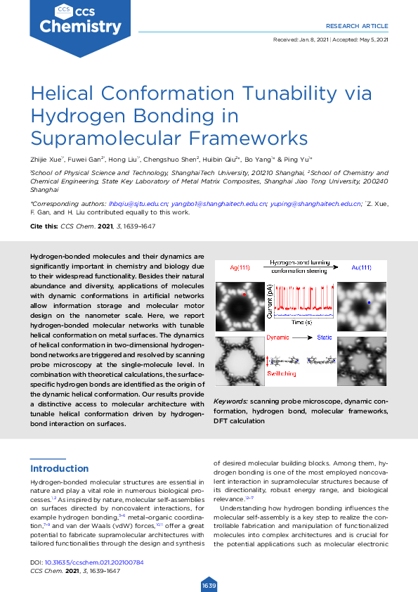 (PDF) Helical Conformation Tunability via Hydrogen Bonding in ...