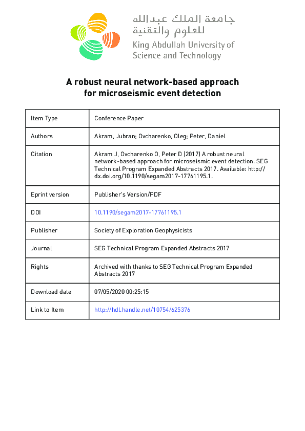 (PDF) A robust neural network-based approach for microseismic event detection
