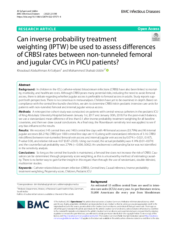 (PDF) Can inverse probability treatment weighting (IPTW) be used to ...