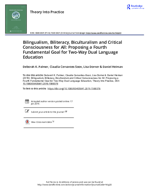 (PDF) Bilingualism, Biliteracy, Biculturalism, and Critical Consciousness for All: Proposing a ...