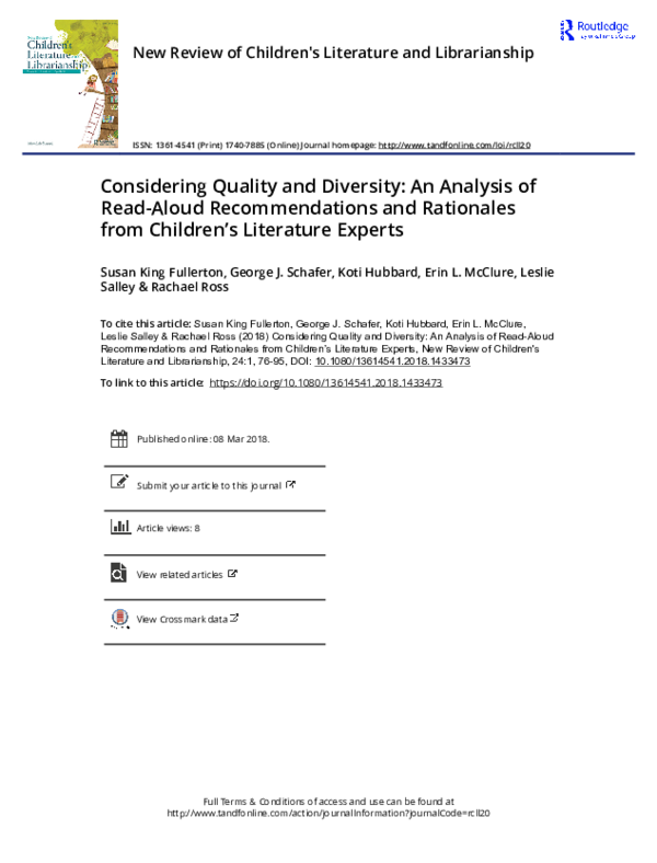 (PDF) Considering Quality and Diversity: An Analysis of Read-Aloud ...