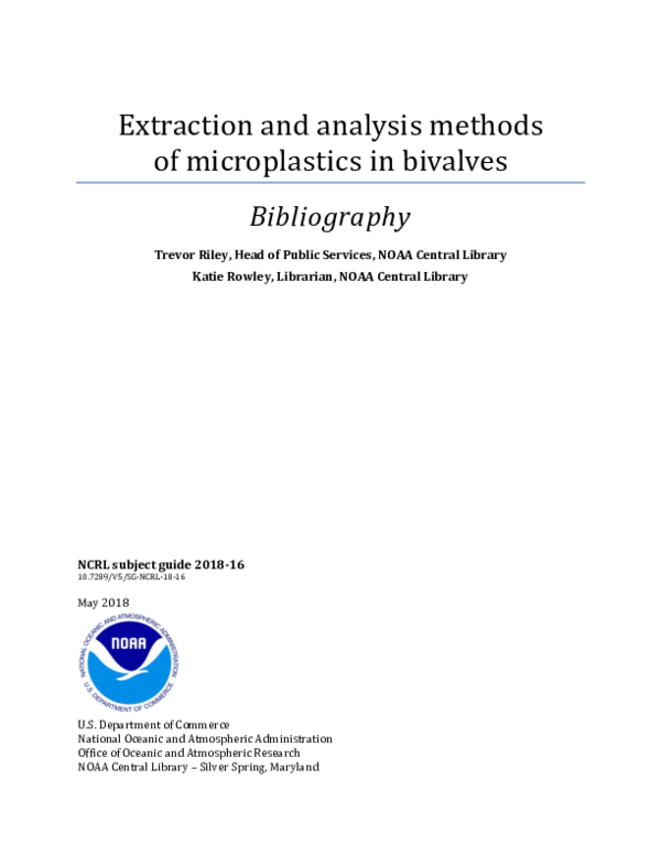 Pdf Extraction And Analysis Methods Of Microplastics In Bivalves