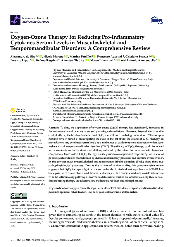 (PDF) Oxygen-Ozone Therapy for Reducing Pro-Inflammatory Cytokines ...