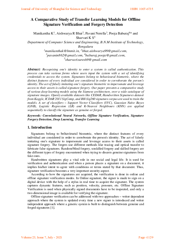 (PDF) A Comparative Study of Transfer Learning Models for Offline Signature Verification and ...