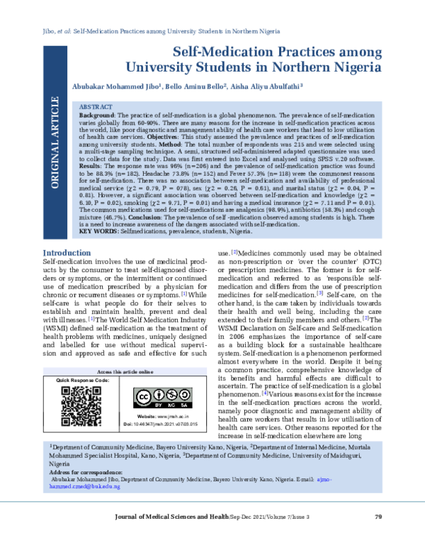 (PDF) Self-Medication Practices among University Students in Northern ...