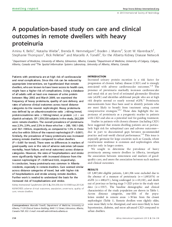 (PDF) A population-based study on care and clinical outcomes in remote ...