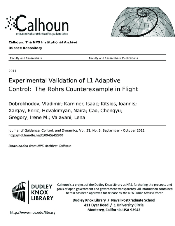 (PDF) Experimental Validation of L1 Adaptive Control: The Rohrs Counterexample in Flight | Naira ...