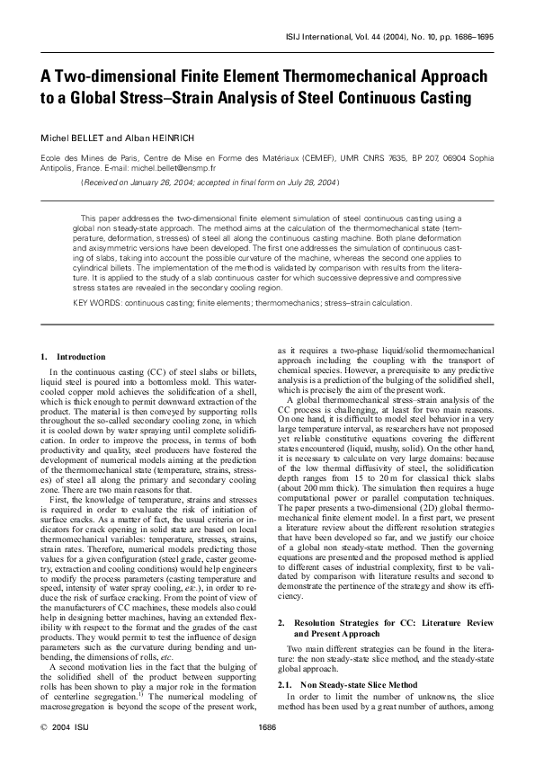(PDF) A Two-dimensional Finite Element Thermomechanical Approach to a Global Stress-Strain ...