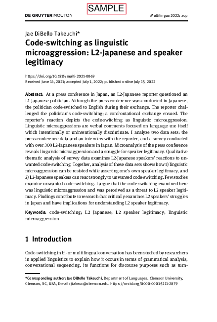 (PDF) Code-switching as linguistic microaggression: L2-Japanese and ...