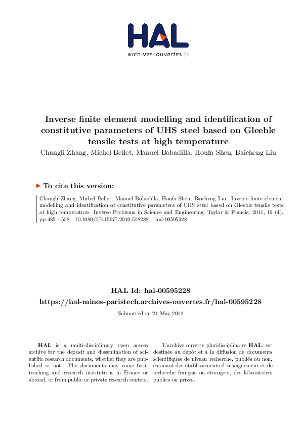 (PDF) Inverse finite element modelling and identification of constitutive parameters of UHS ...
