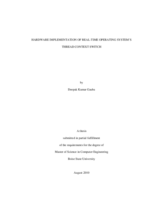 (PDF) Hardware Implementation of Real-Time Operating System’s Thread Context Switch