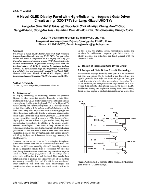 (PDF) 28-2: A Novel OLED Display Panel with High-Reliability Integrated ...
