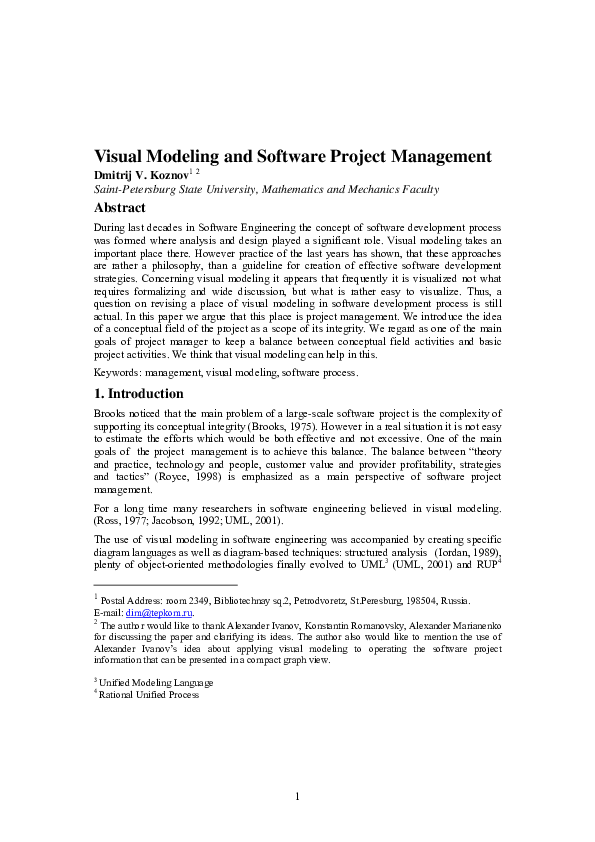 (PDF) Visual Modeling and Software Project Management
