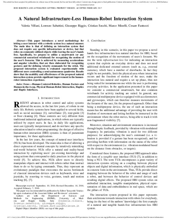 (PDF) A Natural Infrastructure-Less Human–Robot Interaction System | Marco Minelli - Academia.edu