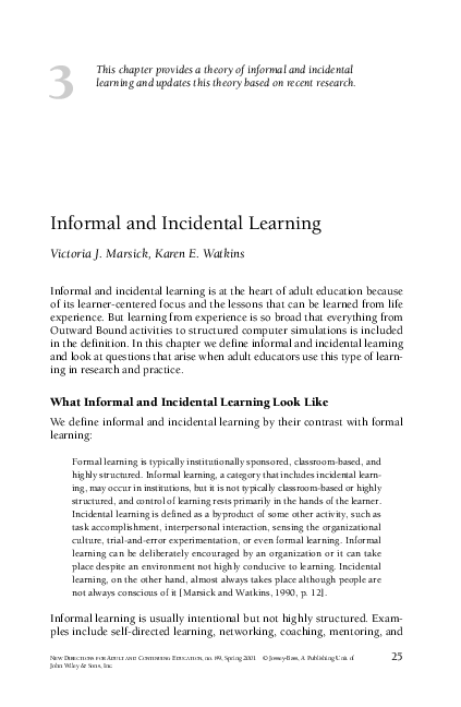 (PDF) Informal and Incidental Learning