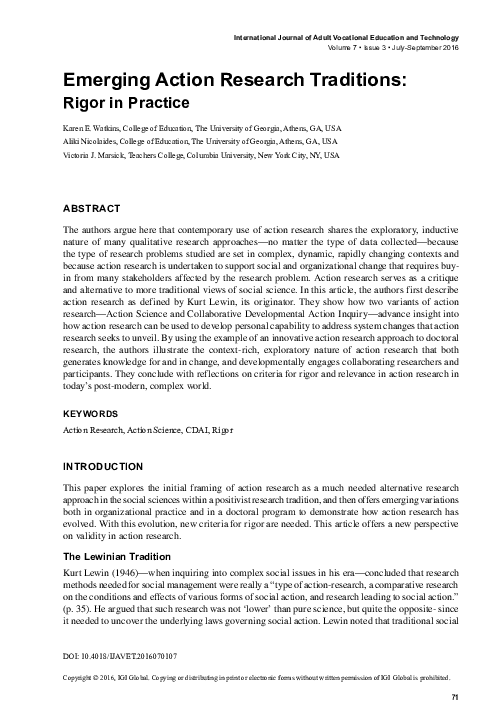 (PDF) Emerging Action Research Traditions