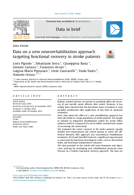 (PDF) Data on a new neurorehabilitation approach targeting functional ...