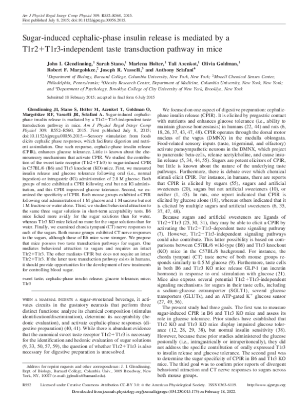 (PDF) Sugar-induced cephalic-phase insulin release is mediated by a ...