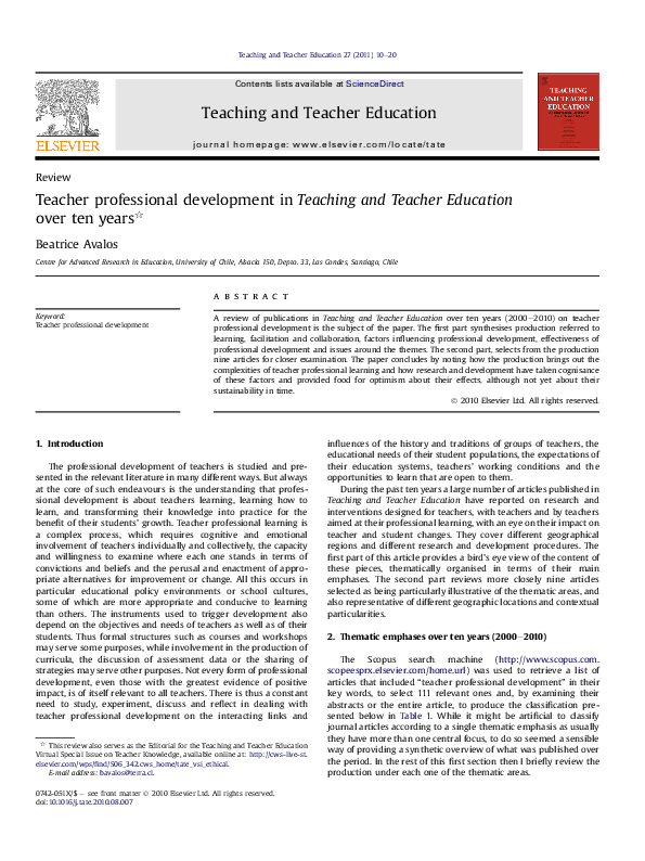 (PDF) Teacher professional development in Teaching and Teacher ...