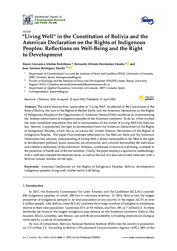 (PDF) “Living Well” in the Constitution of Bolivia and the American ...