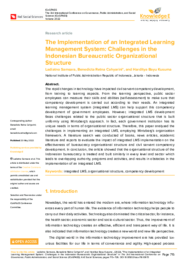 (PDF) The Implementation of an Integrated Learning Management System: Challenges in the ...
