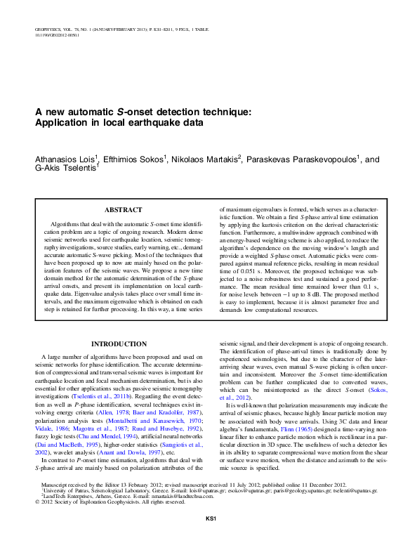 (PDF) A new automatic S-onset detection technique: Application in local ...