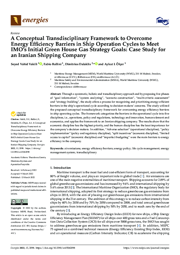 (PDF) A Conceptual Transdisciplinary Framework to Overcome Energy Efficiency Barriers in Ship ...