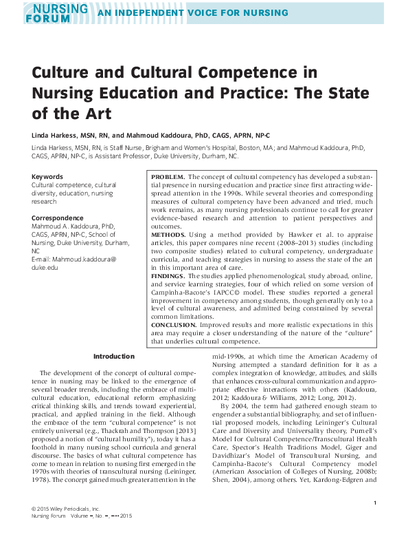 (PDF) Culture and Cultural Competence in Nursing Education and Practice ...