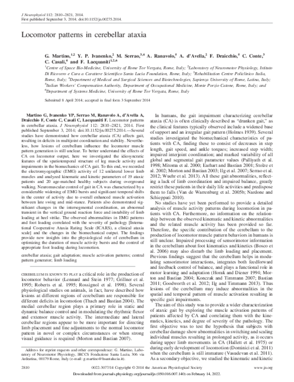 (PDF) Locomotor patterns in cerebellar ataxia