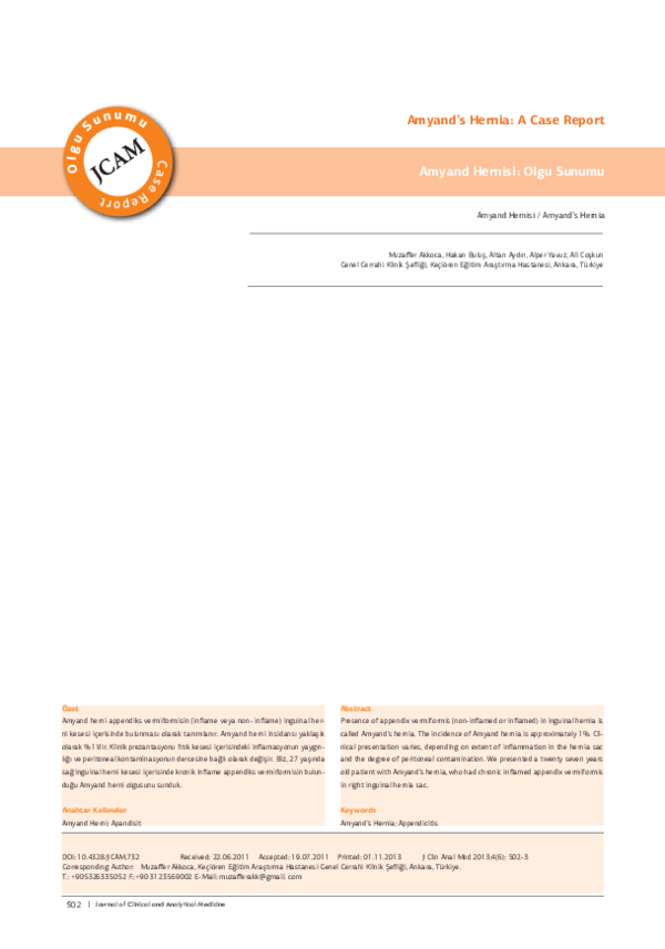 (PDF) Amyand’s Hernia: A Case Report