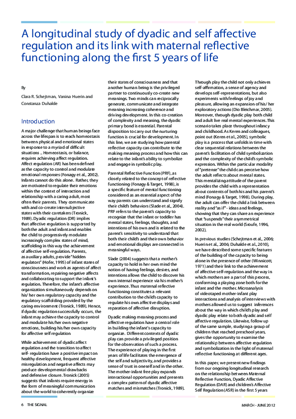 (PDF) A longitudinal study of dyadic and self affective regulation and its link with maternal ...