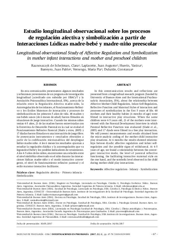 (PDF) Longitudinal observational Study of Affective Regulation and ...