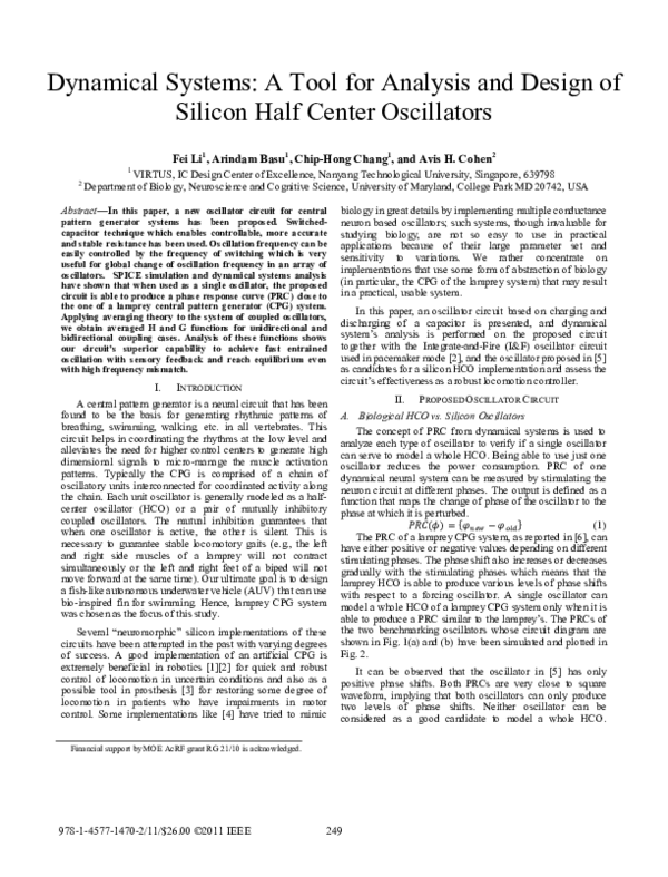 (PDF) Dynamical systems: A tool for analysis and design of silicon half ...