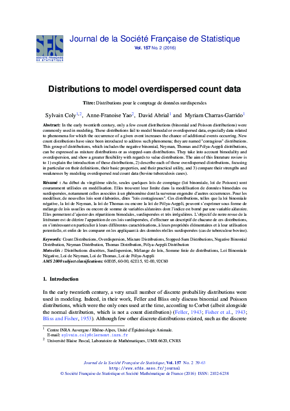 (PDF) Distributions to model overdispersed count data