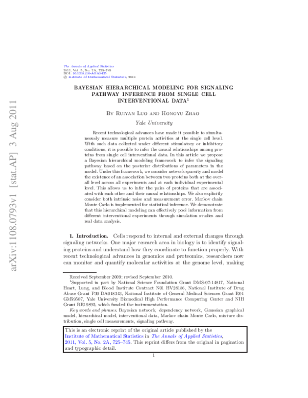 Pdf Bayesian Hierarchical Modeling For Signaling Pathway Inference