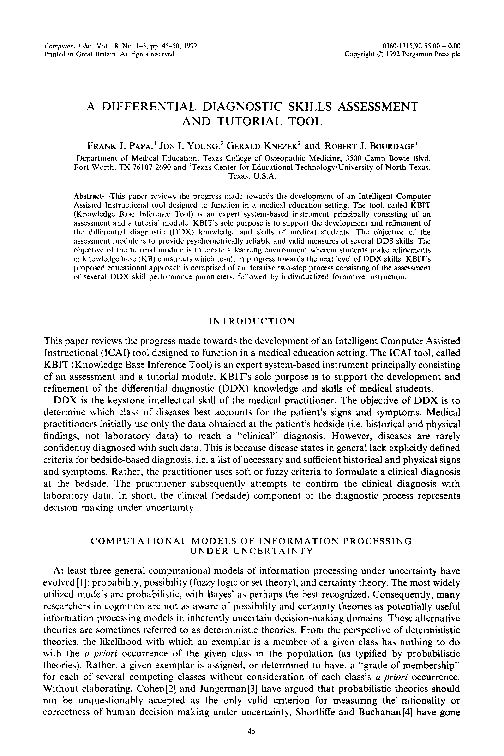 (PDF) A differential diagnostic skills assessment and tutorial tool