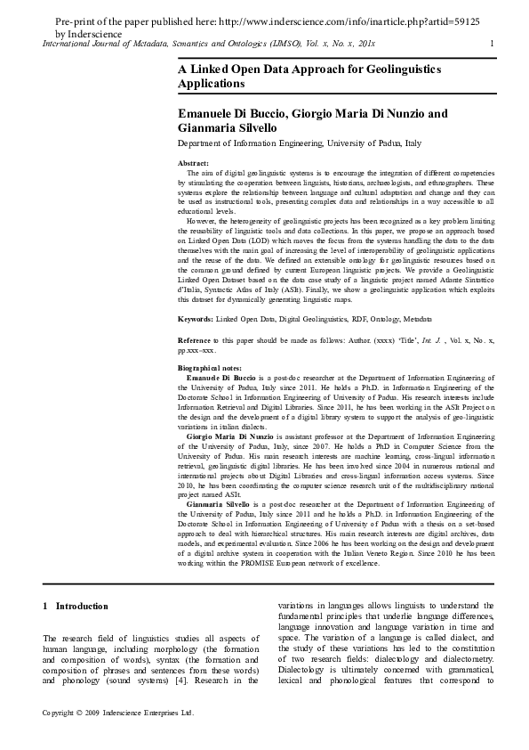 (PDF) A linked open data approach for geolinguistics applications
