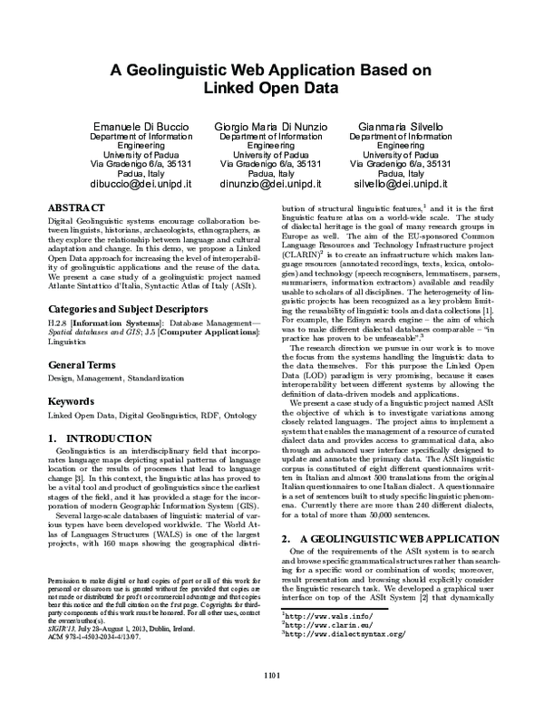 (PDF) A geolinguistic web application based on linked open data