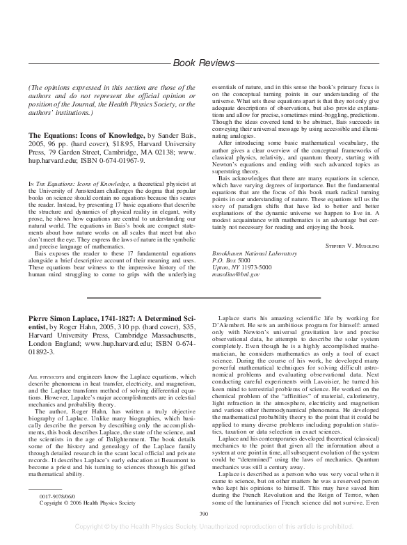 (PDF) Pierre Simon Laplace, 1741-1827: A Determined Scientist