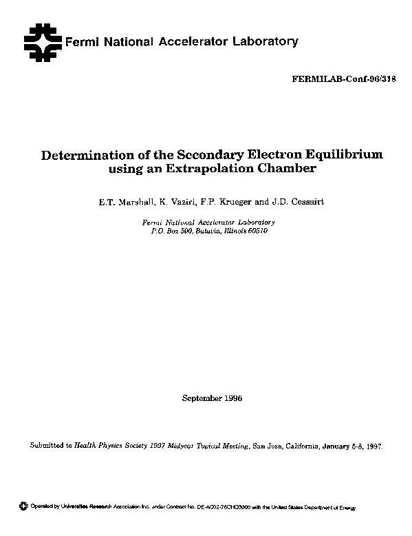 (PDF) Determination of the secondary electron equilibrium using an ...