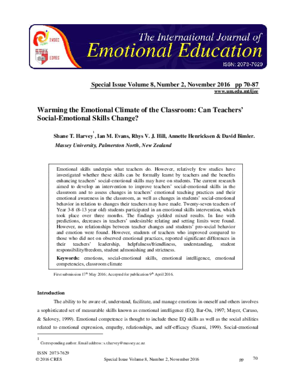 (PDF) Warming the Emotional Climate of the Classroom: Can Teachers ...