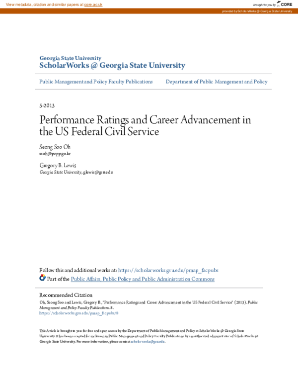 (PDF) Performance Ratings and Career Advancement in the US Federal ...