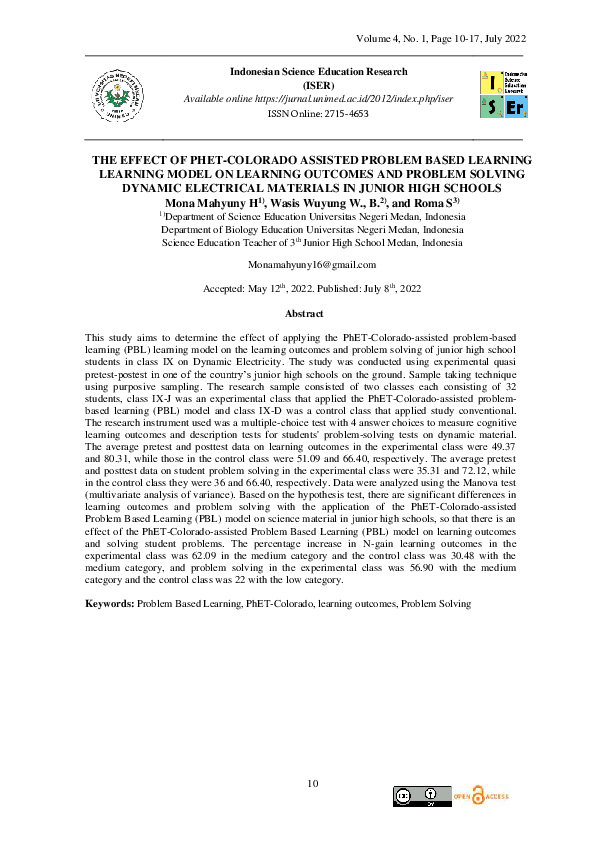 (PDF) The Effect of Phet-Colorado Assisted Problem Based Learning ...