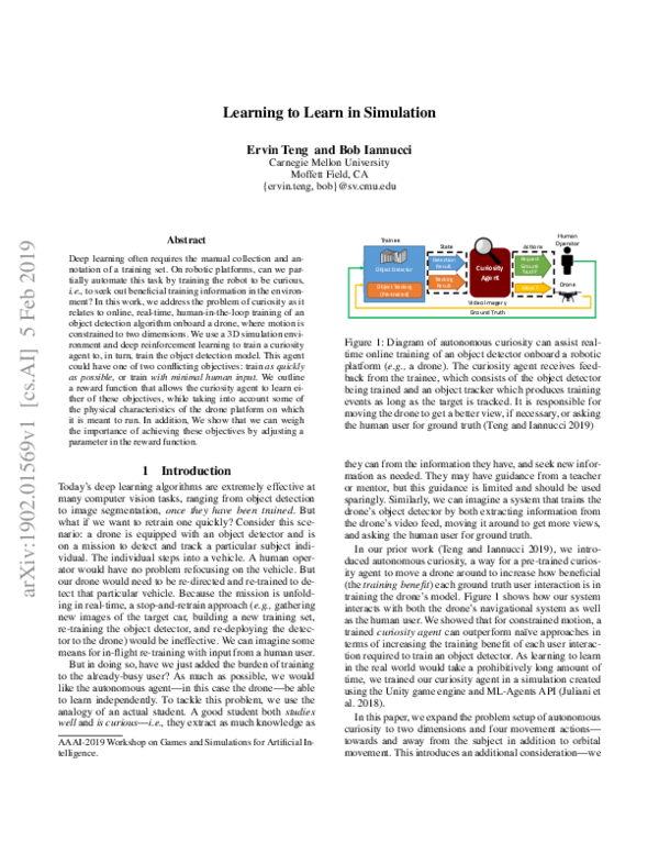 (PDF) Learning to Learn in Simulation