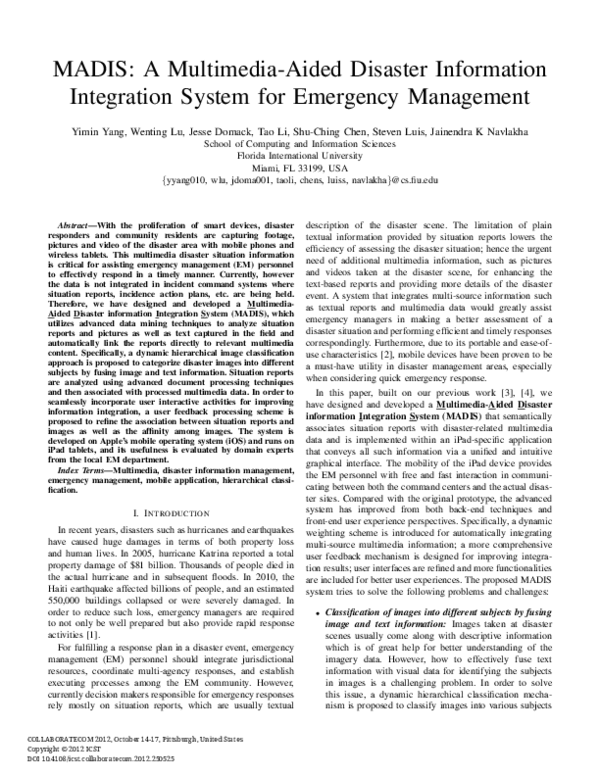 (PDF) MADIS: A Multimedia-Aided Disaster Information Integration System ...