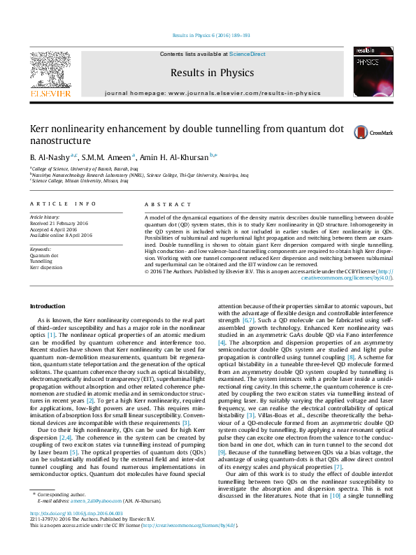 (PDF) Kerr nonlinearity enhancement by double tunnelling from quantum ...